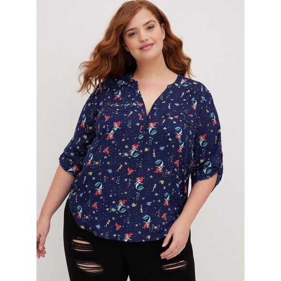 torrid | Tops | Torrid Disney Little Mermaid Harper Blouse Georgette ...